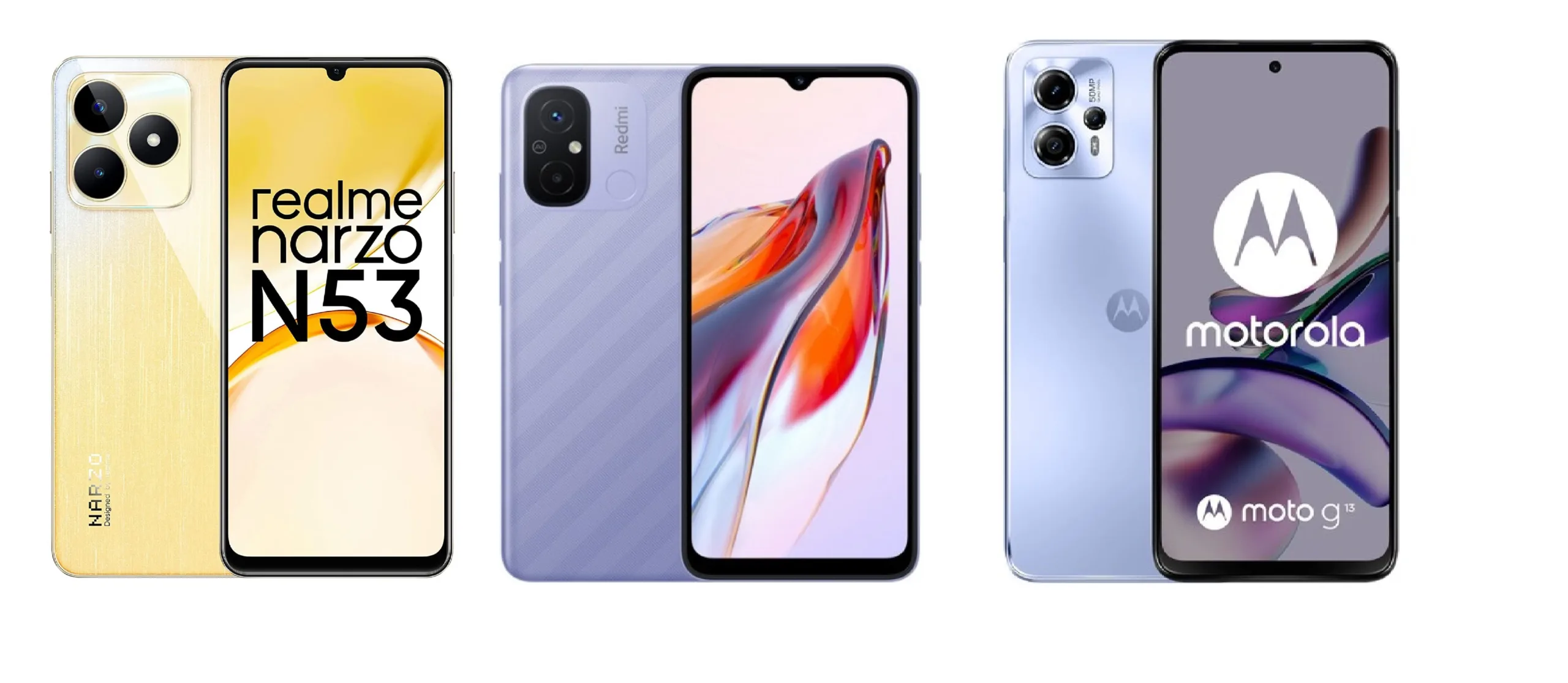 Realme Narzo N53 vs Redmi 12C vs Moto G13 - Tech Updates